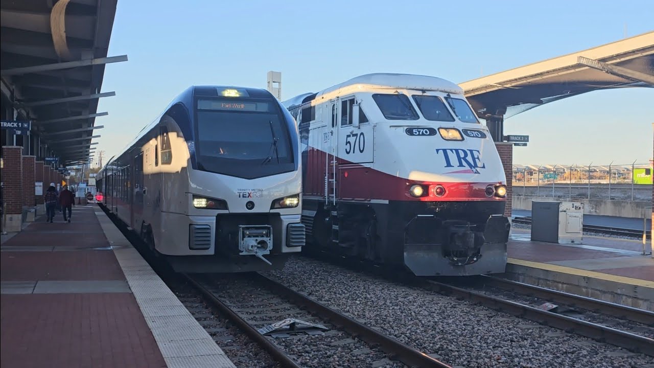Texrail passing TRE 570 Fort Worth Central Station 12-14-24 - YouTube