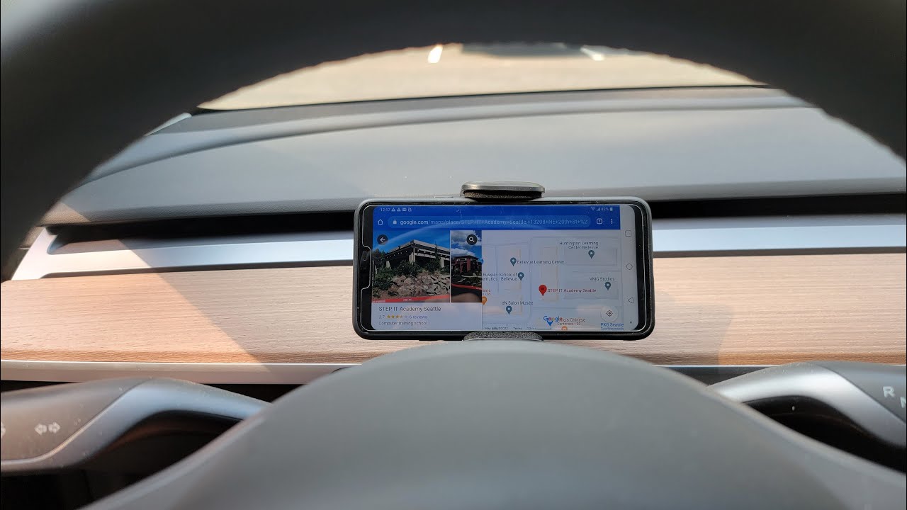 Tesla model 3 or model Y dash phone mount installation - YouTube