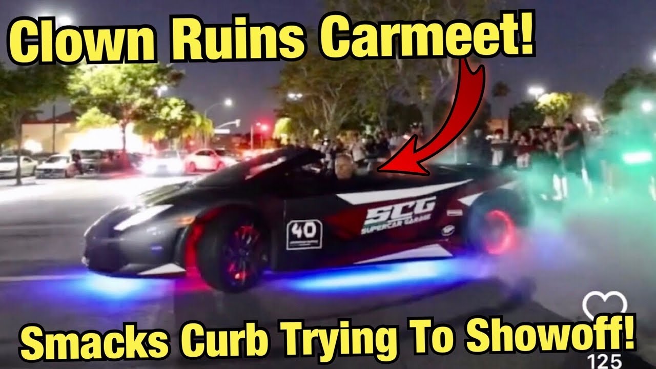 CLOWN In Lambo RUINS Cali Car Meet! (Live RICE Or NICE) - YouTube