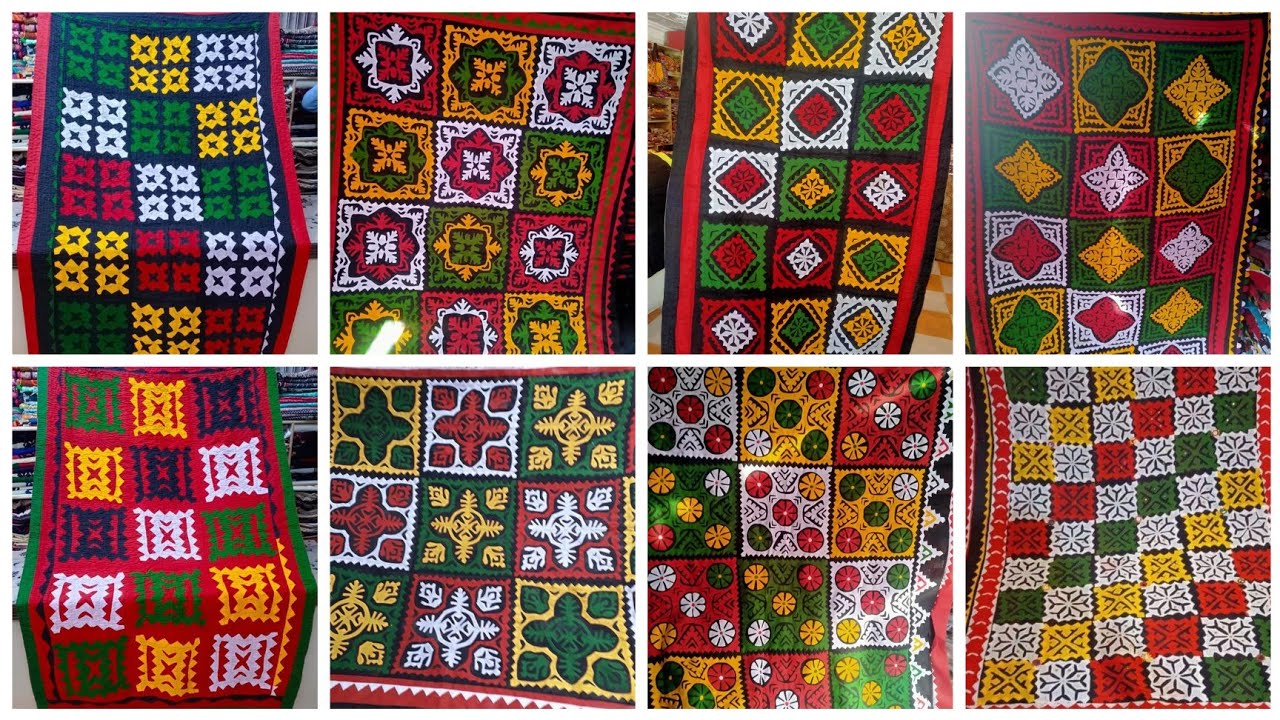 SINDHI TRADITIONAL APPLIQUE RILLI HANDMADE QUILT DESIGNS#MULTICOLOR ...