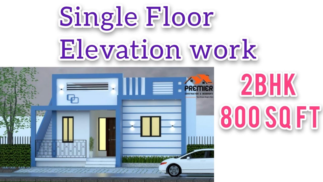 Front Elevation Brick work Single floor 2bhk 800 Sq ft House ...