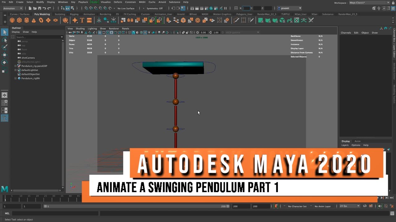 Autodesk Maya 2020 - Animate A Swinging Pendulum Part 1 - YouTube