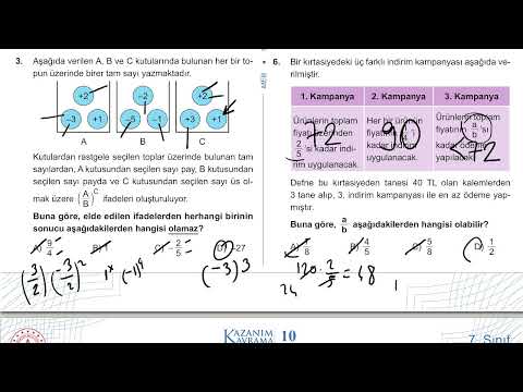 7. Sınıf Matematik Kazanım Kavrama Test 10 (Rasyonel Sayılarla İşlemler) Çözümler