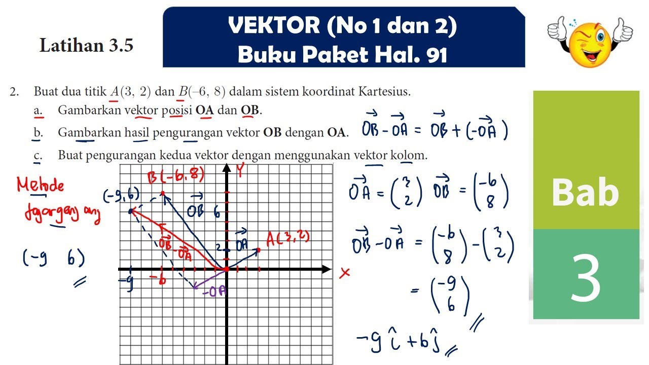 LATIHAN 3.5 NO 1,2 VEKTOR DAN OPERASINYA MATEMATIKA SMA KELAS 10 # ...