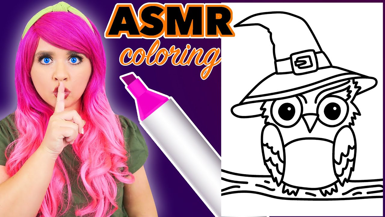 ASMR Coloring for Relaxation | Halloween Owl | Calming ASMR Sounds ...