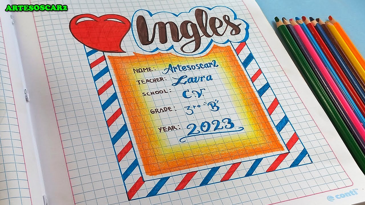 MIRA! HERMOSA CARATULA DE INGLES FACIL 💙 - YouTube