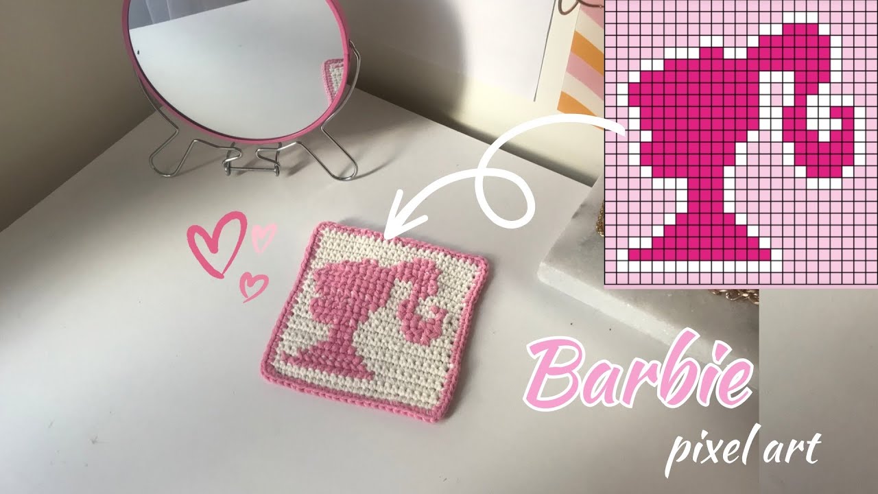 Pixel art ile Barbie bardak altlığı nasıl örülür / birlikte örelim 💖 ...