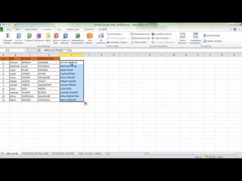 Excel Ad soyad birleştirme