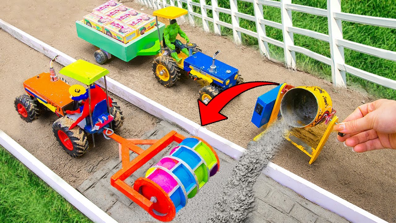 diy mini tractor heavy trolley stuck in mud with parle g science ...