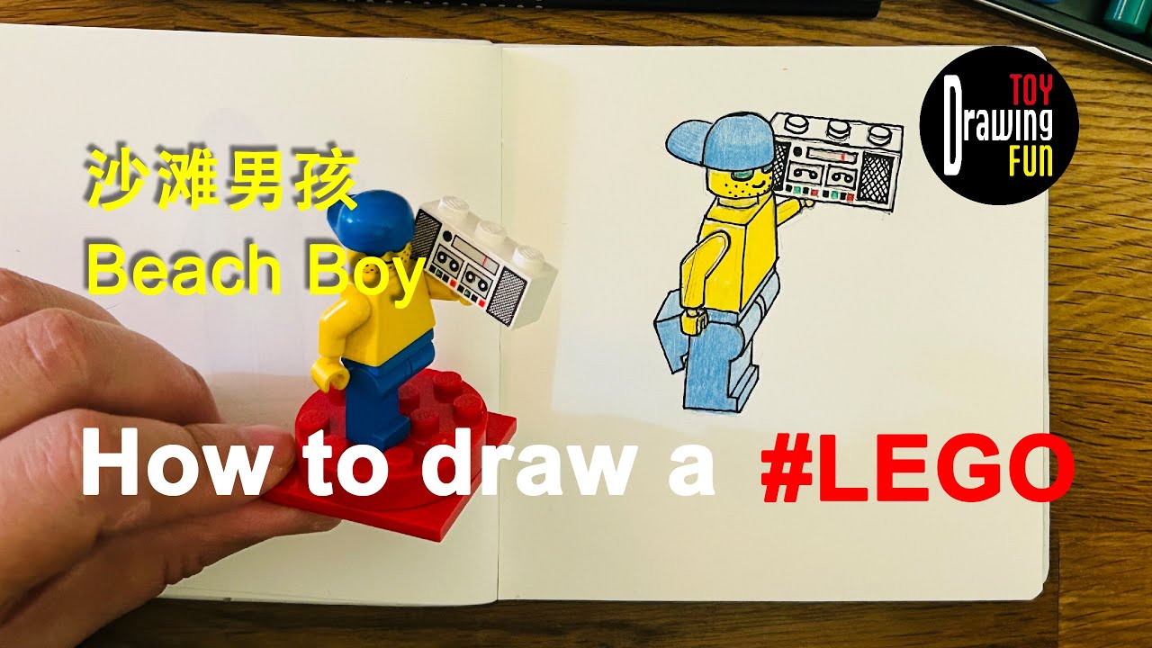Step-by-Step LEGO Beach Boy Drawing | Fun & Easy Art | Colored Pencil ...