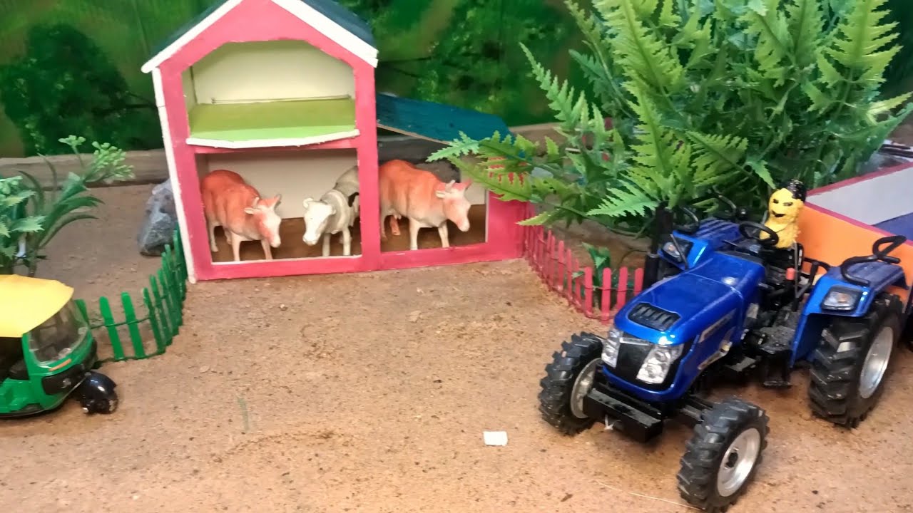 DIY tractor making mini cow shed | house of animals | how to make cow ...