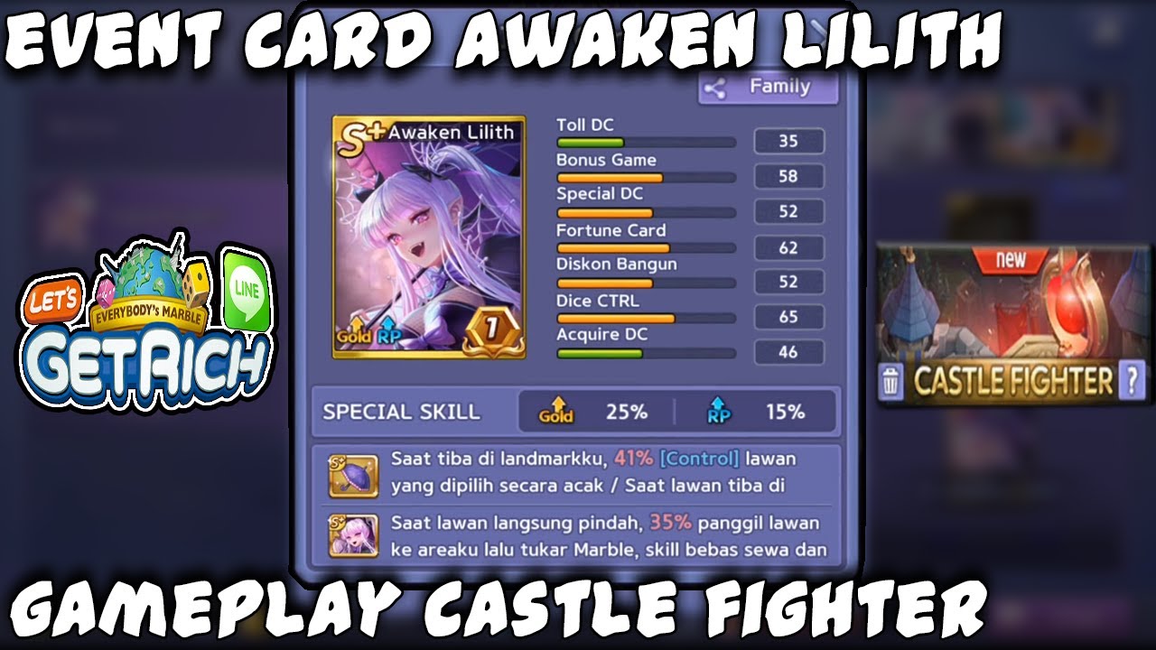Event Card Awaken Lilith + Gameplay Map Castle Fighter - Line Get Rich ...