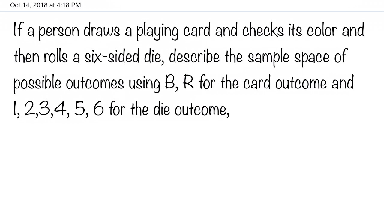 Make the sample space for picking a card and rolling a die. - YouTube