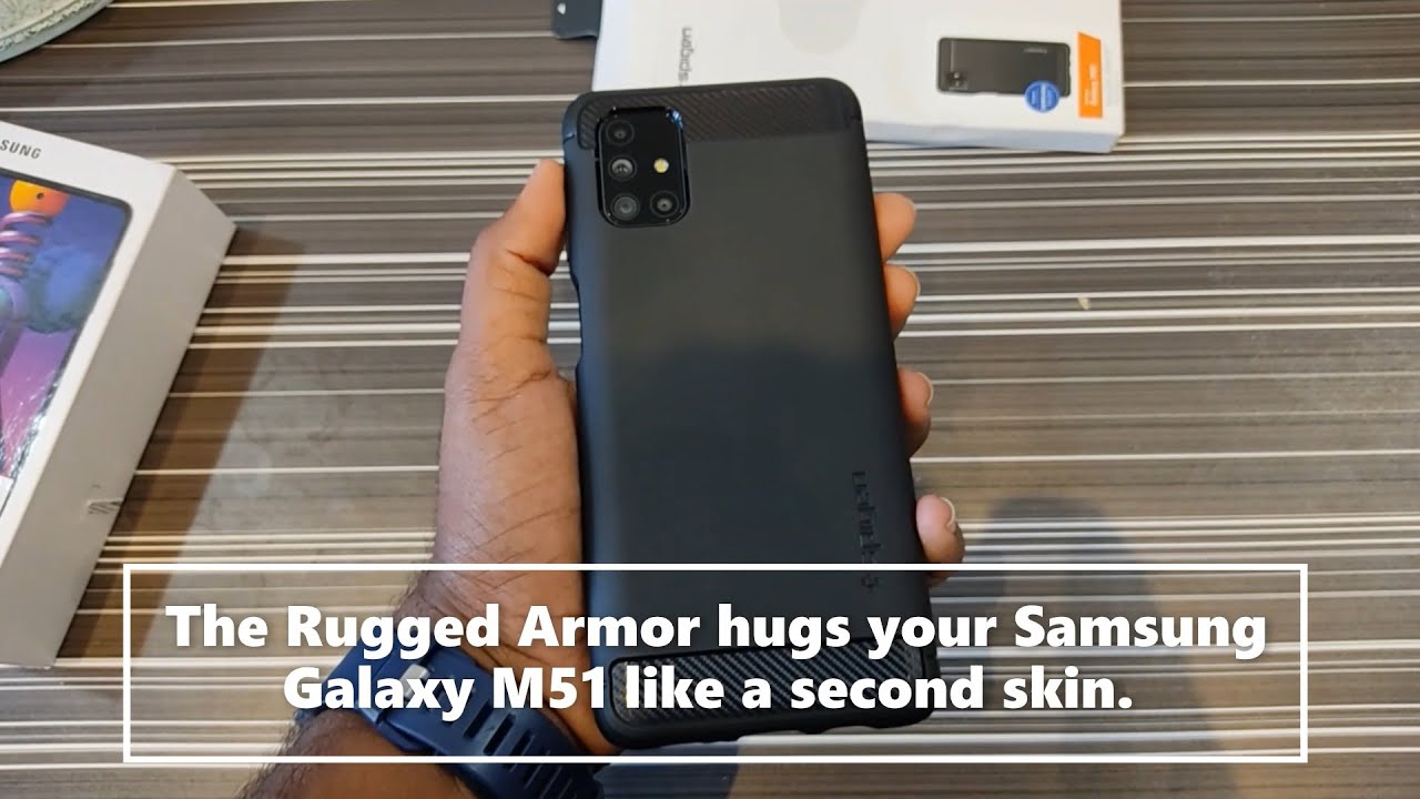 Spigen Rugged Armor Back Cover Case for Samsung Galaxy M51 - Black ...