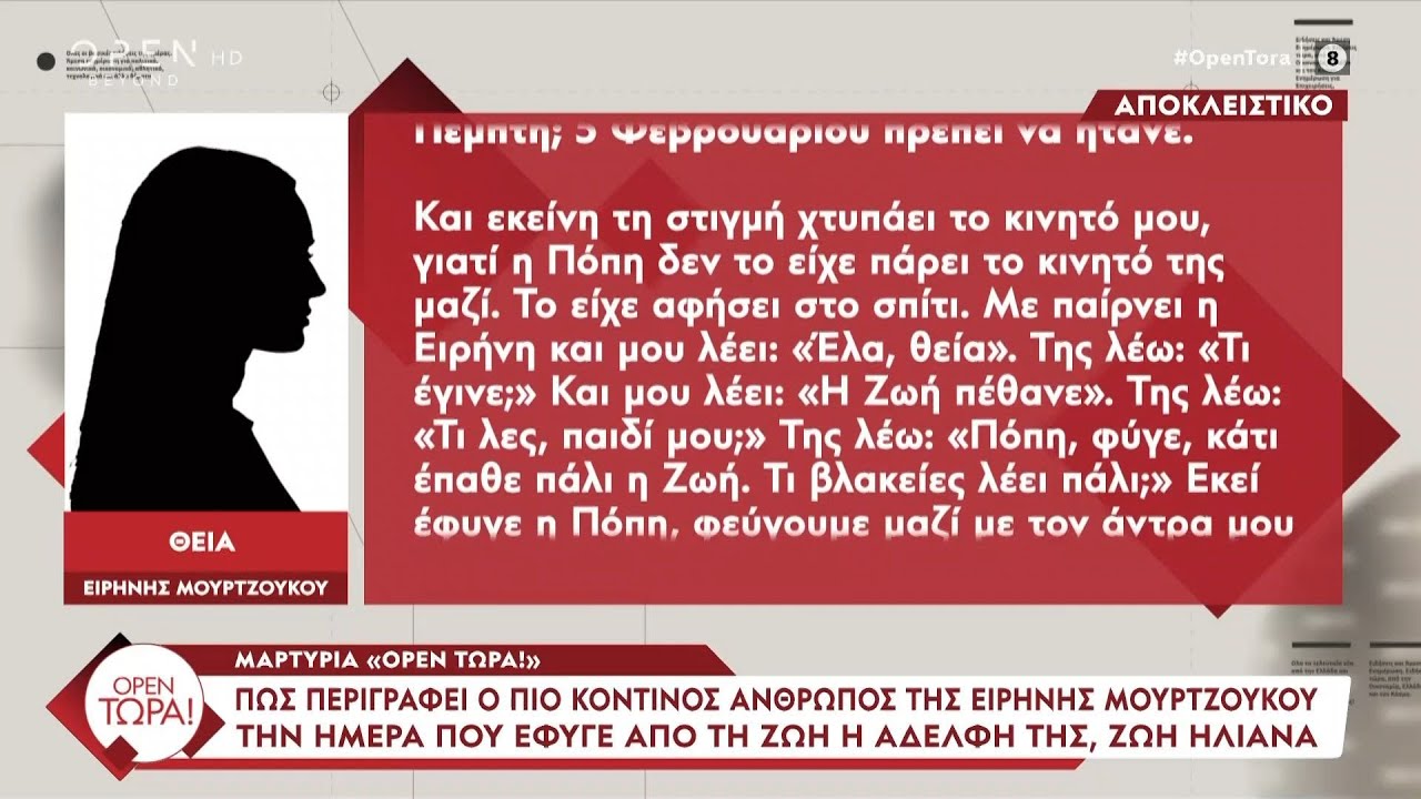 Θεία Ειρήνης για τον θάνατο της Ζωής Ηλιάννας: Με πήρε τηλέφωνο και μου ...