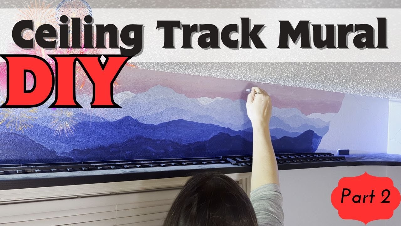 I Painted a Mural around the Ceiling Train Track I Built for My Son - YouTube