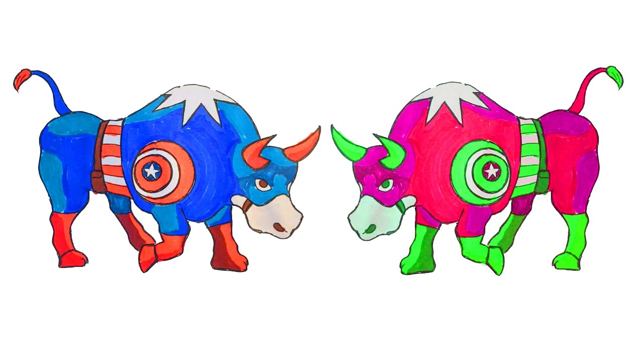 Cow Captain America | How to draw super cool Cow Captain America | Step ...