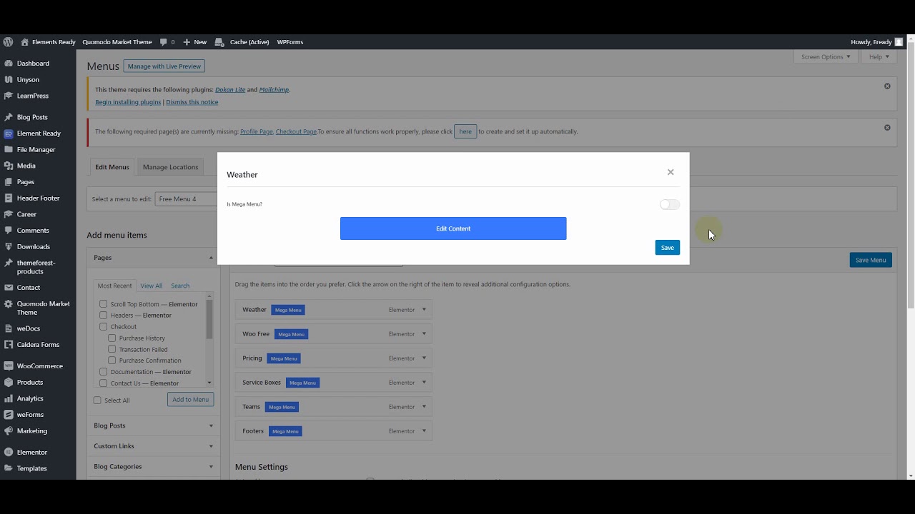 Ho to use mega menu in elementsready plugin - YouTube