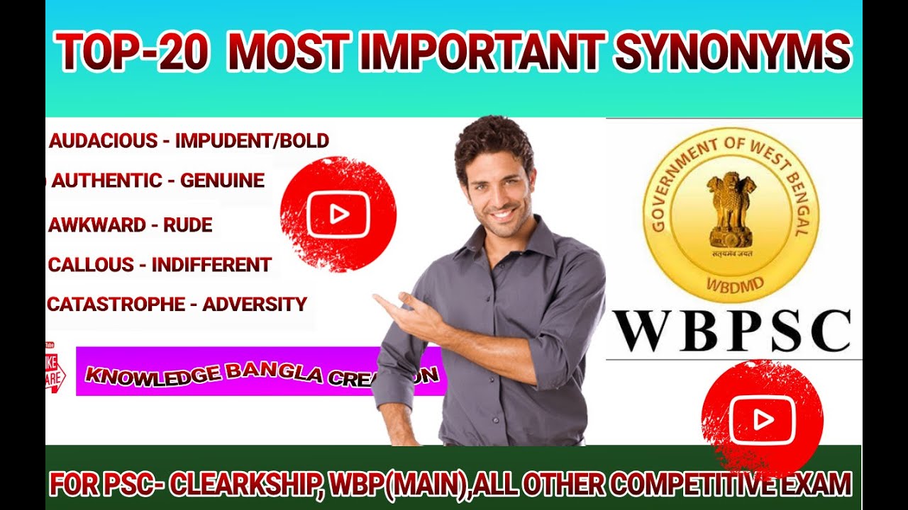 TOP-20 MOST IMPORTANT SYNONYMS.. IMPORTANT FOR ALL TYPE OF EXAMS - YouTube