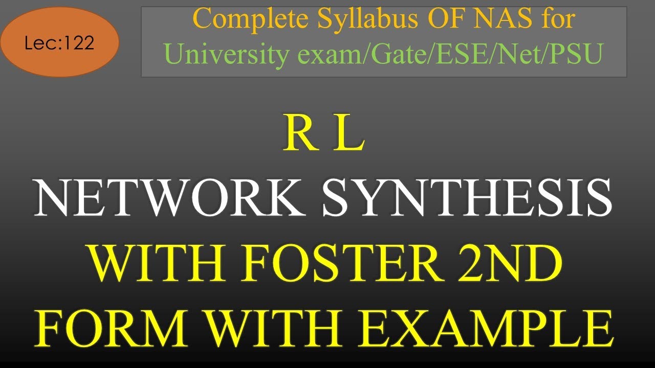 R L Network Synthesis using Foster 2 Form with Example | NAS | R K ...