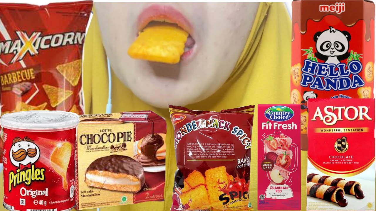 ASMR RED FOOD SNACKS MUKBANG - EATING SHOW CHALLENGE - Convenience ...