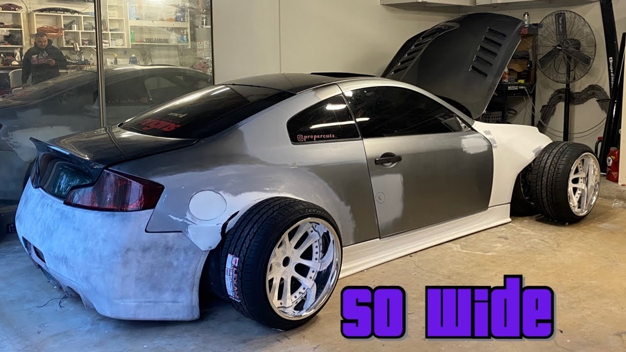 widebody g35 insane built wheels + wrap - YouTube