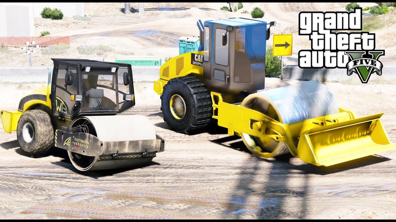 GTA 5 REAL LIFE MOD #75 New Steamroller - Repoing Unpaid Construction ...