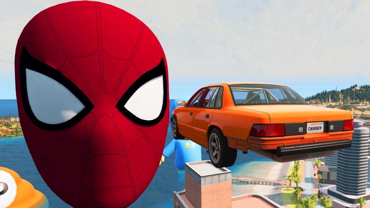Crazy Cars Jumping on Spider-man head #10 BeamNG Drive Vehicles Huge ...