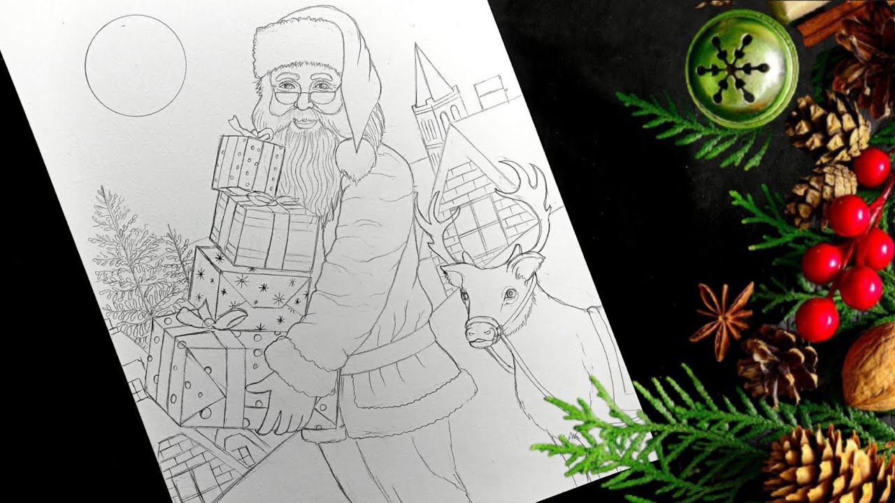 Christmas Day Drawing , Santa Claus Drawing , Santa Claus Drawing Easy ...