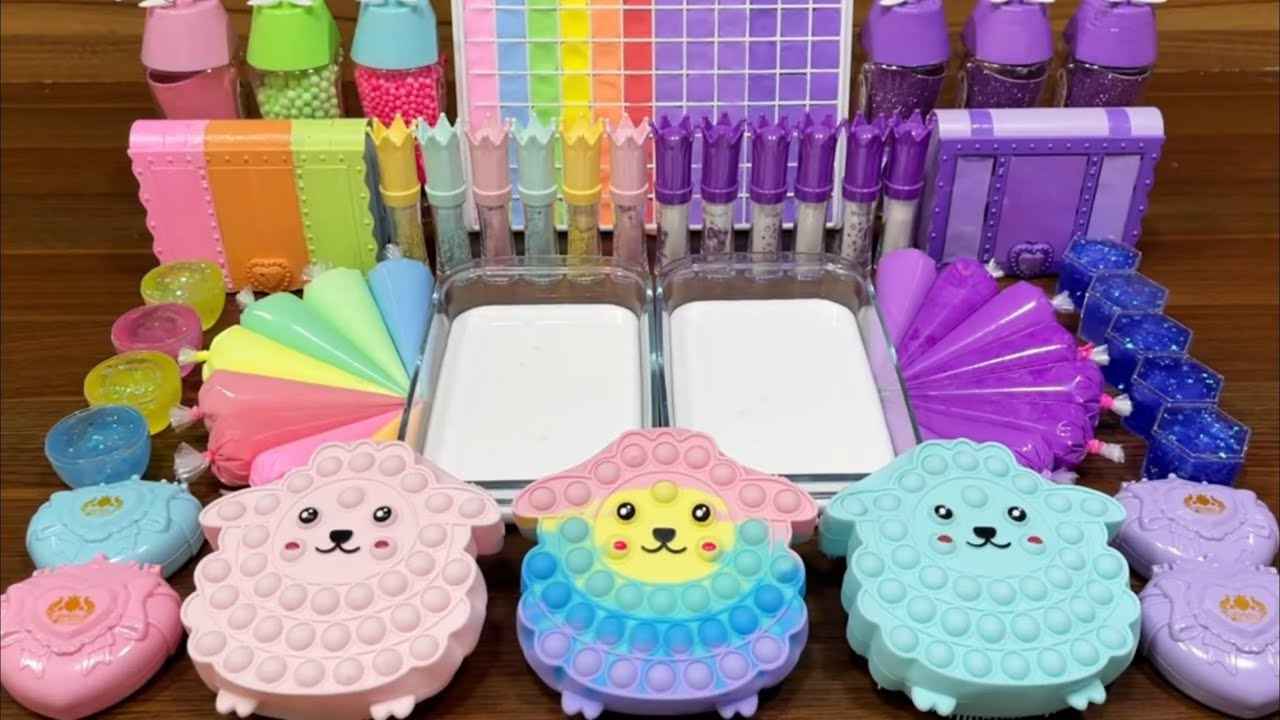 PASTEL vs PURPLE SHEEP I Mixing random into Glossy slime I Relaxing ...