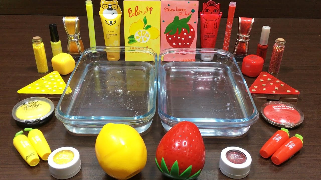Red Vs Yellow - Mixing Makeup Eyeshadow Into Slime Special Series 359 ...