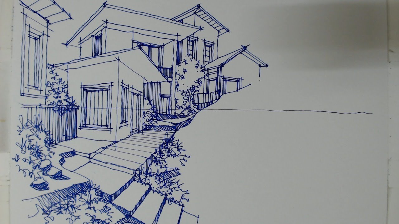 Perspective Drawing : A scenery @miandza #shorts - YouTube