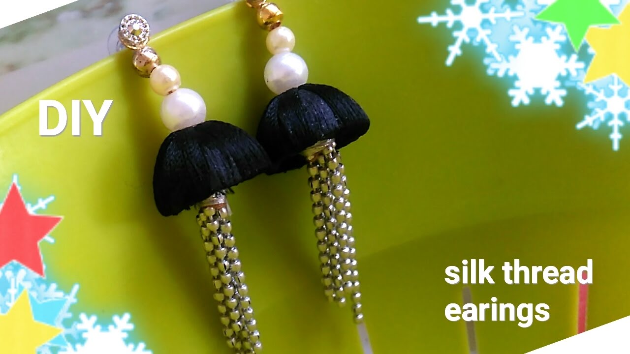 how to make silk thread earings - YouTube