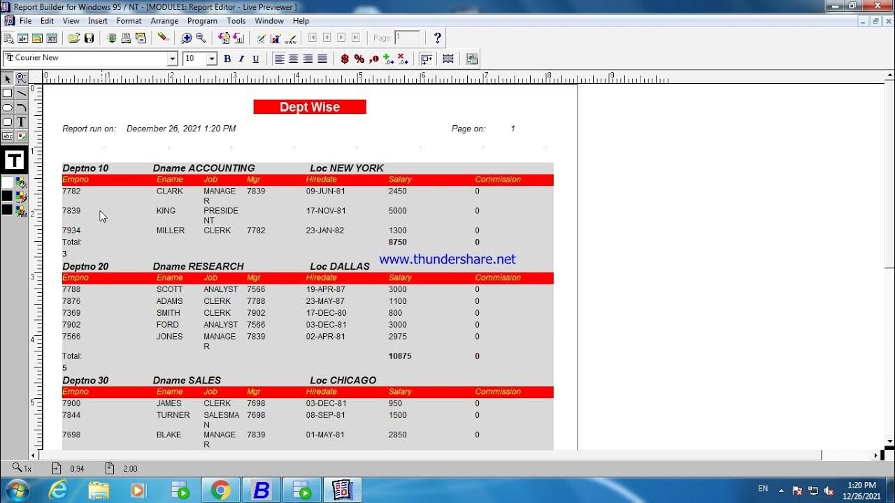 Department Wise Employees Report in Oracle 6i - YouTube