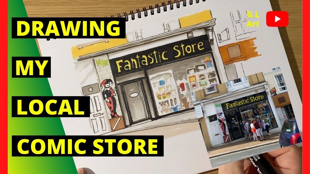 DRAWING MY LOCAL COMIC STORE. - YouTube