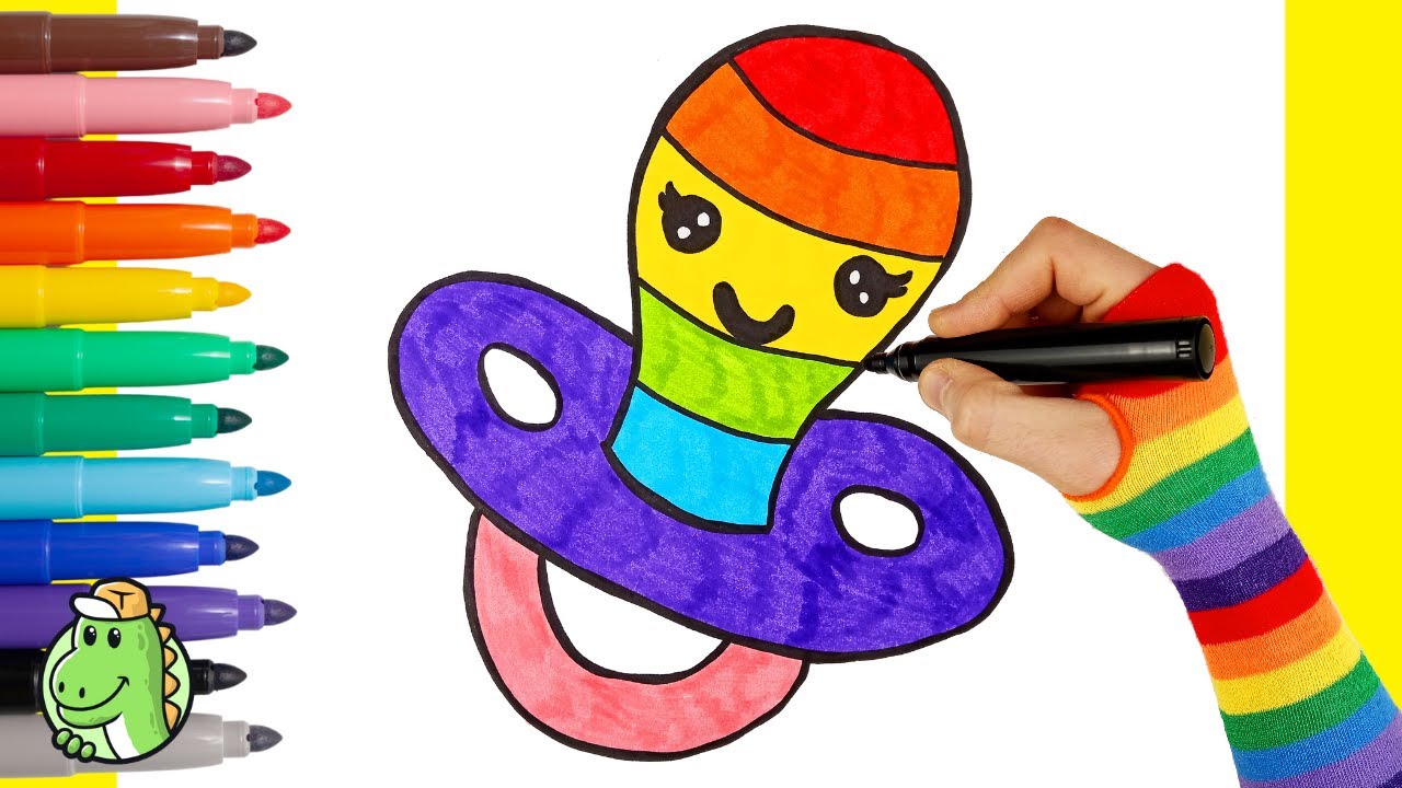 How to draw a Cute Pacifier - Easy Drawing for Kids and Toddlers - YouTube