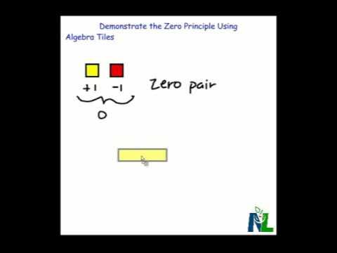 Demonstrate the Zero Principle Using Algebra Tiles - YouTube
