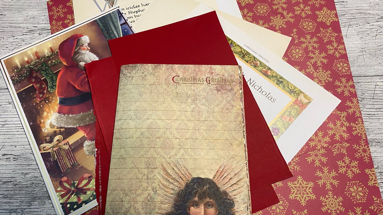 Starting a new Christmas journal. Cover from a Christmas card and ...