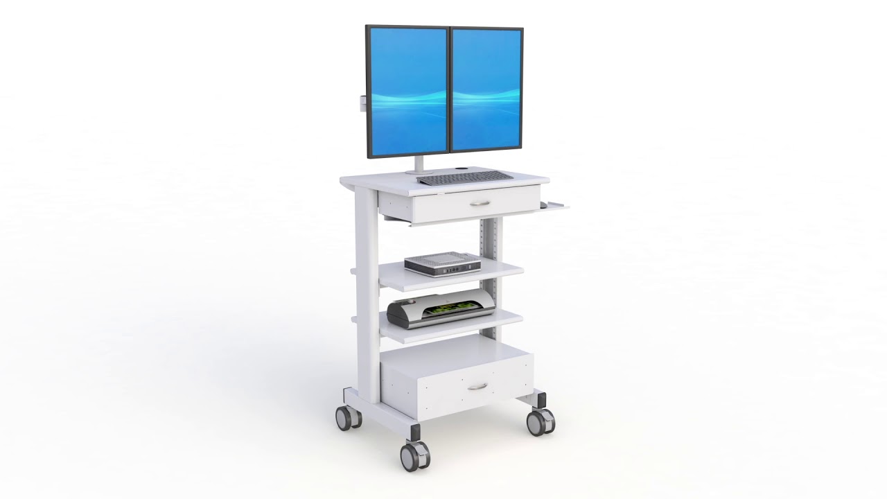 Medical Laboratory Cart with Dual Monitor - YouTube