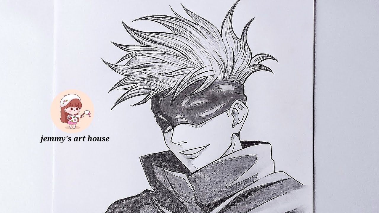 Gojo saturo drawing tutorial - YouTube