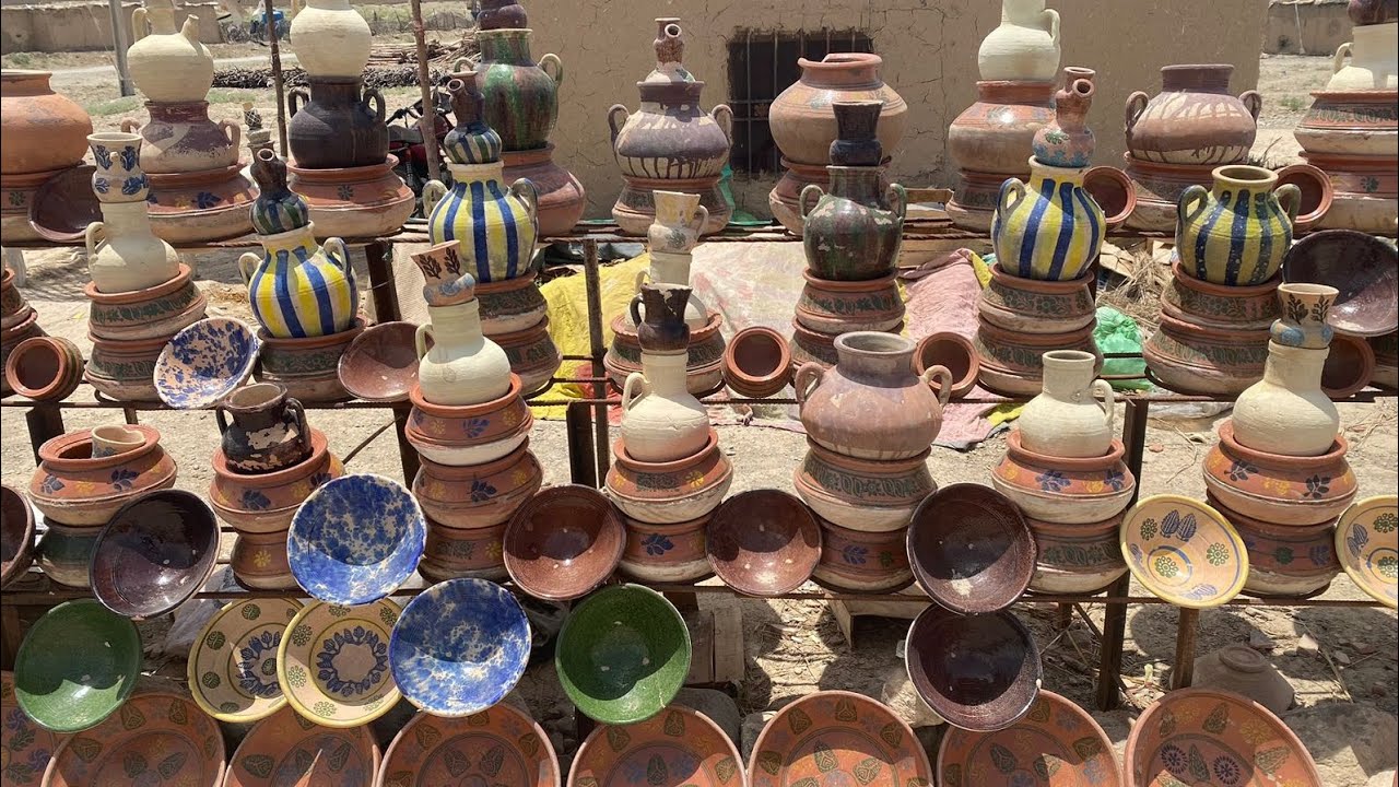 The earthen pot with big cute beautiful design is developed culture ...