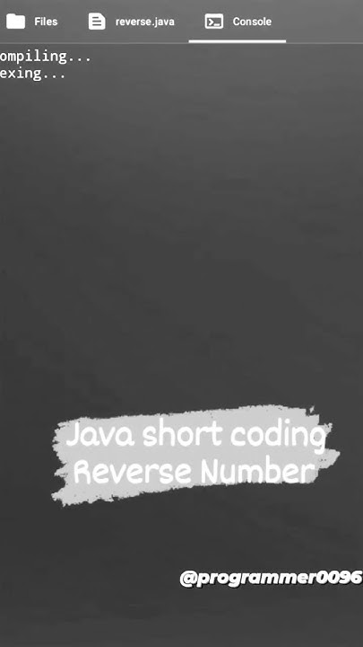 Coding Programming Java Python Java Short Program Reverse Number Nkcoding Youtube