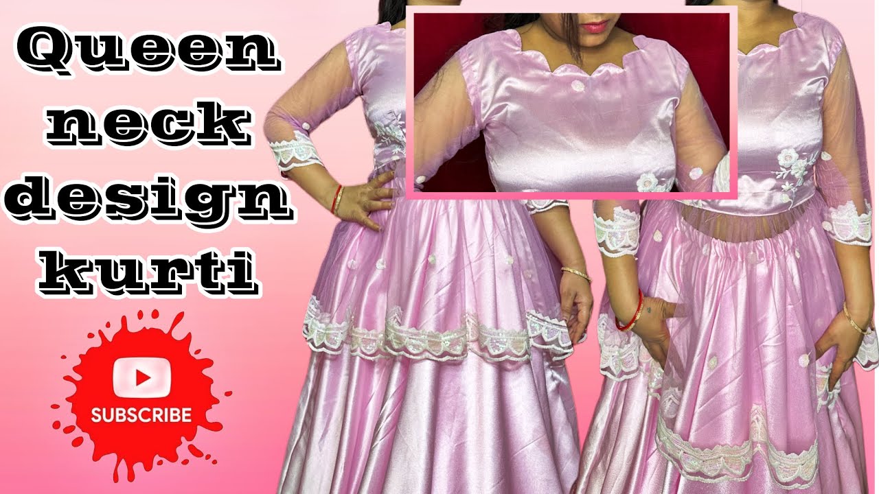How to make queen neck kurti design full tutorial by || choti rani ...