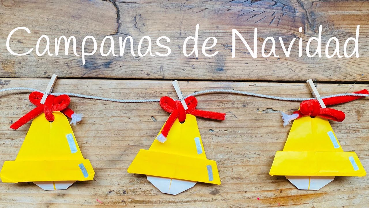 Manualidades de NAVIDAD | Adorno para árbol CAMPANA de ORIGAMI - YouTube