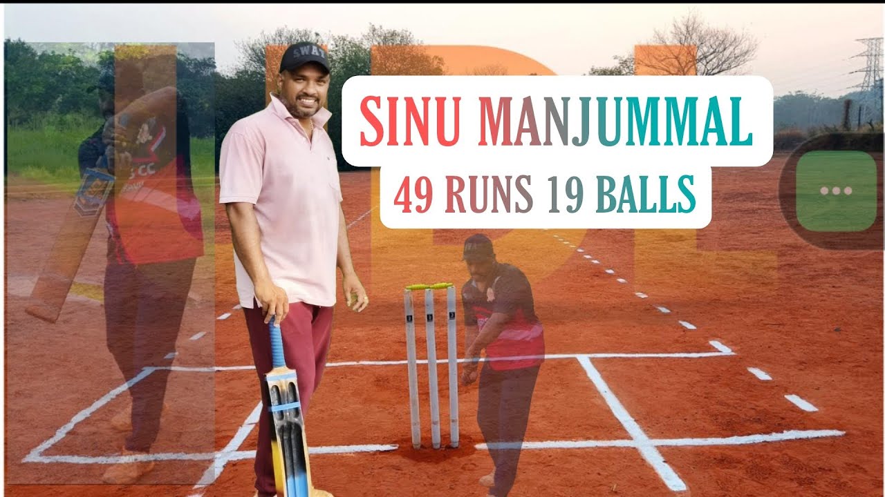 FIRST BALL SIX⚡SINU MANJUMMAL 🔥49 Runs From 19 balls || RCB VS KOMBANS ...