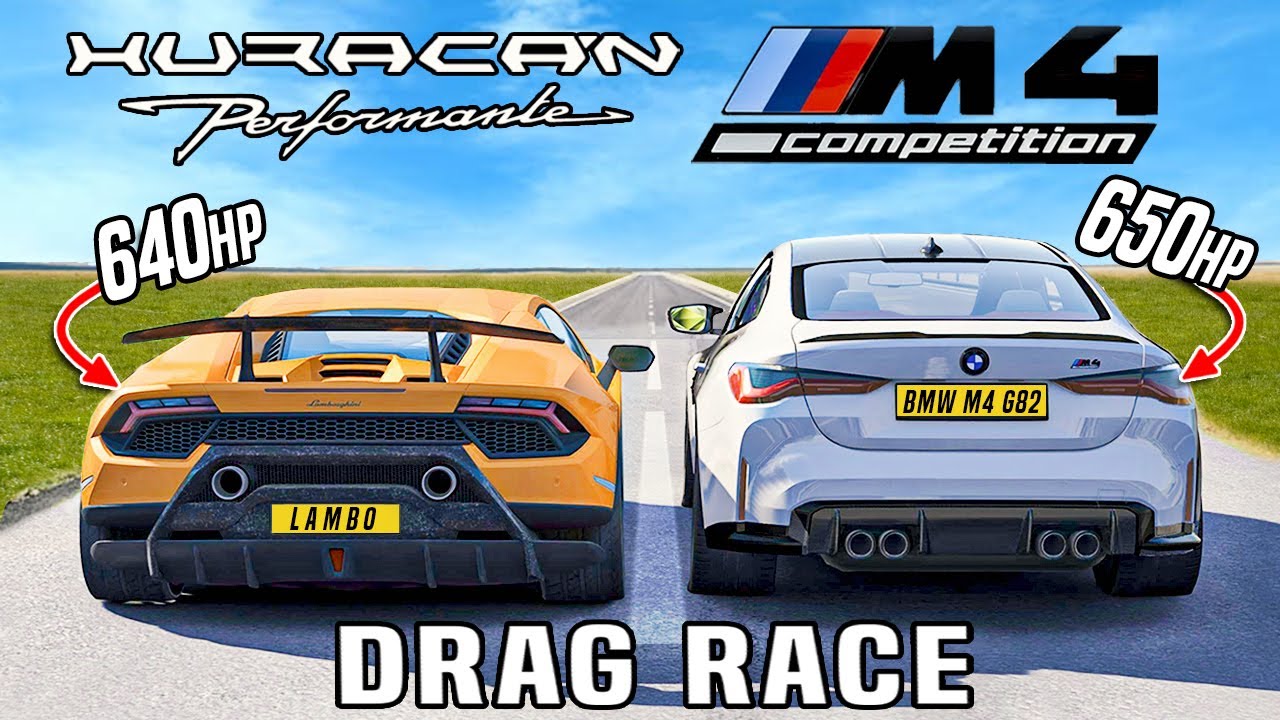 640HP LAMBORGHINI HURACAN PERFORMANTE v 650HP BMW M4 G82: DRAG RACE ...