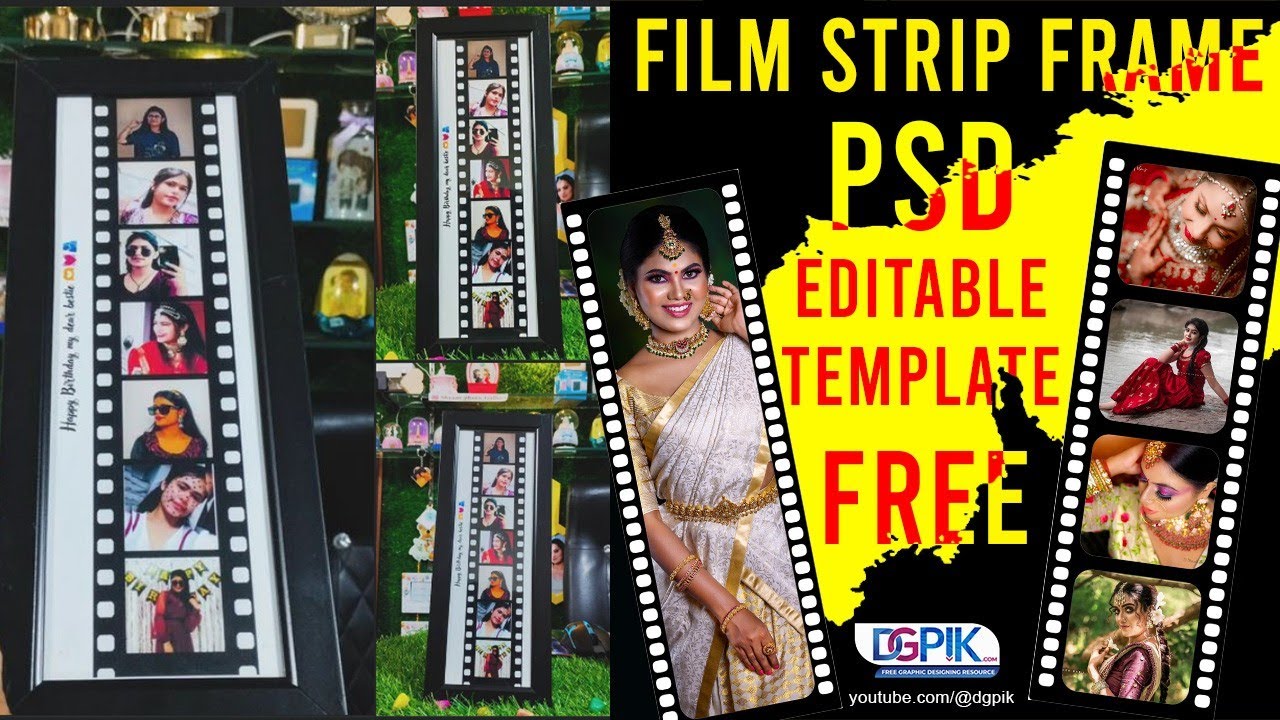 Free Film Strip Collage Frame Psd Editable Template | Birthday ...