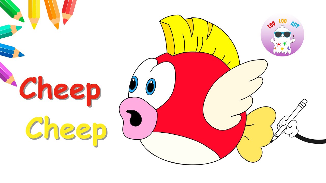How To Draw A Cheep Cheep From Mario | Mario Characters Drawing ...