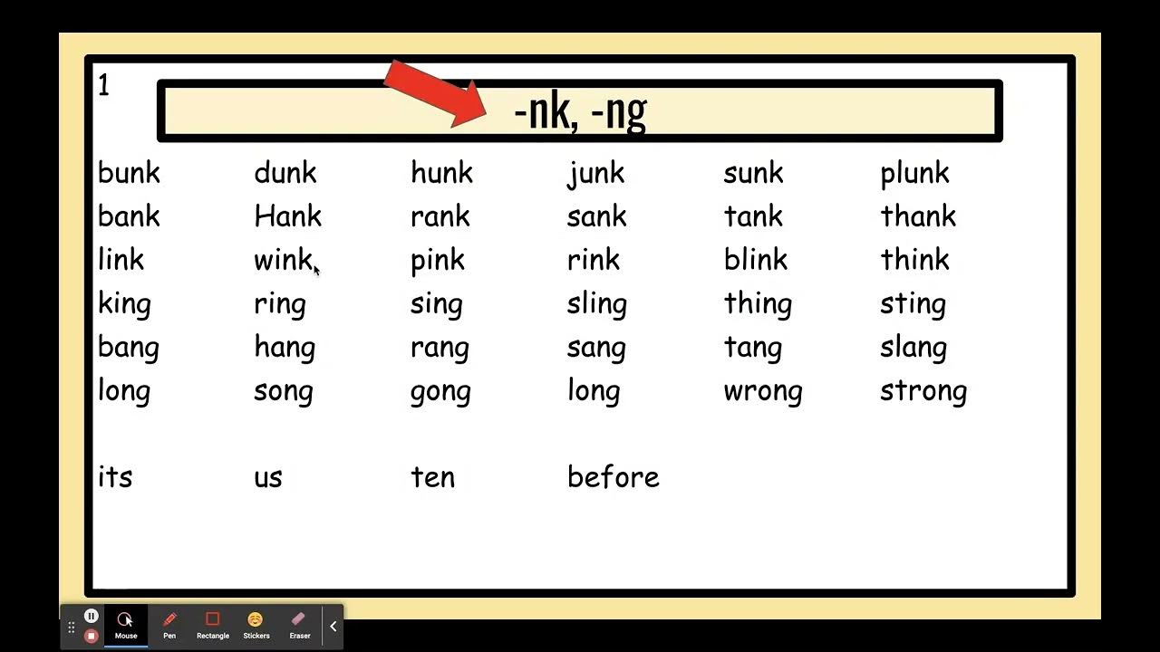 First Grade Phonics: -ng, -nk - YouTube