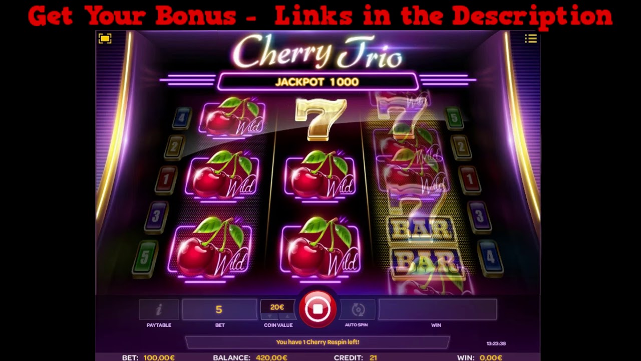SUPER BIG WIN on Cherry Trio Slot - YouTube